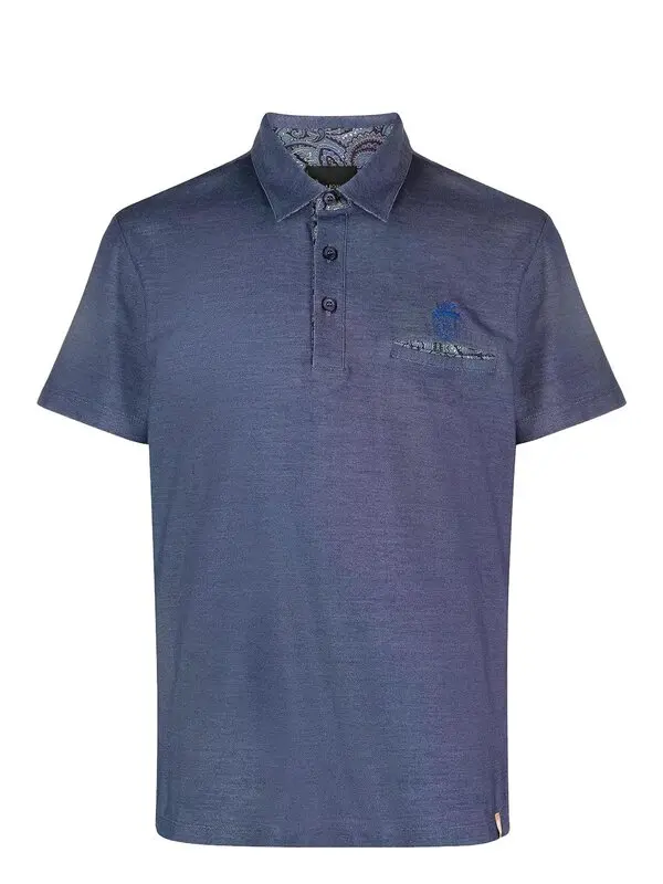 BILLIONAIRE Paisley Pocket Polo Shirt - Blue