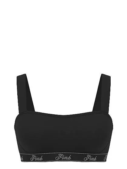 Pink Relay Logo Shine Sports Bra - Black
