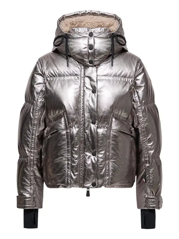 Moncler Calaque Metallic Hooded Ski Jacket - Grey