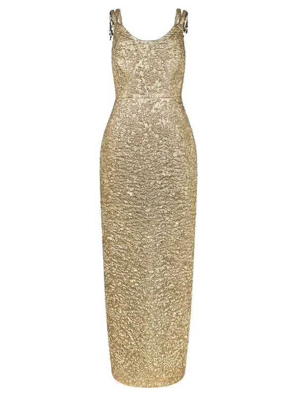 EMILIA WICKSTEAD Morphita Embellished Floral Dress - Gold