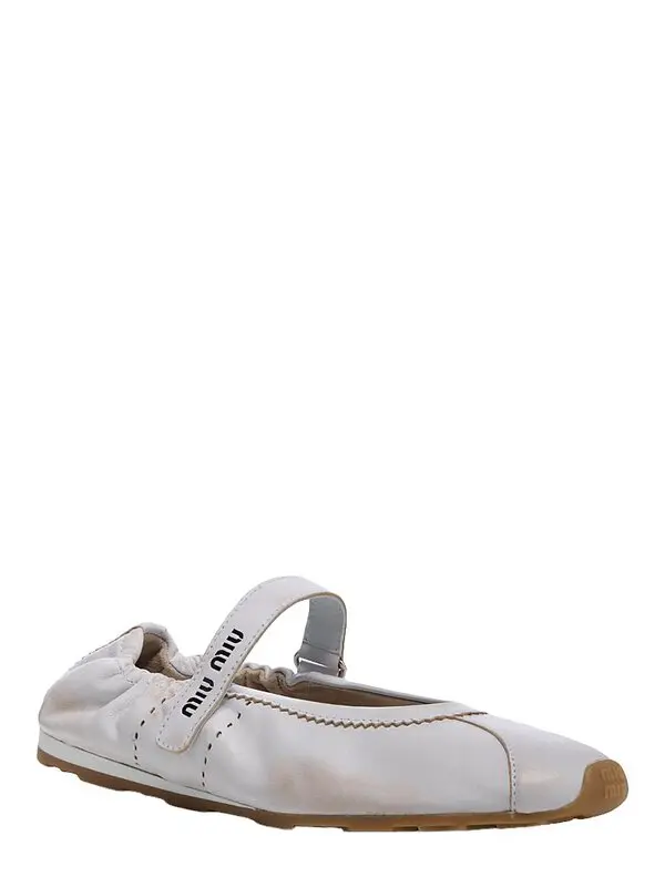 Miu Miu Mary Jane Flats - Bianco