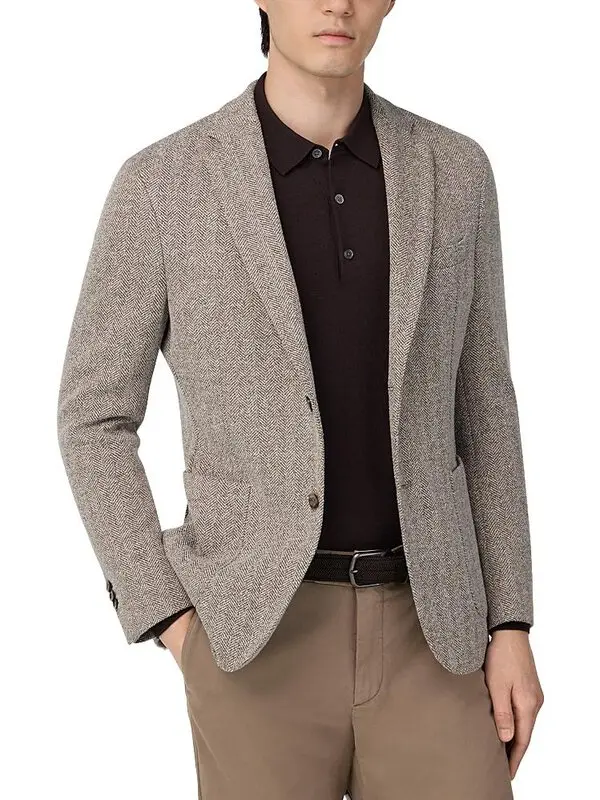 Boggi Milano Herringbone Jacket - Taupe