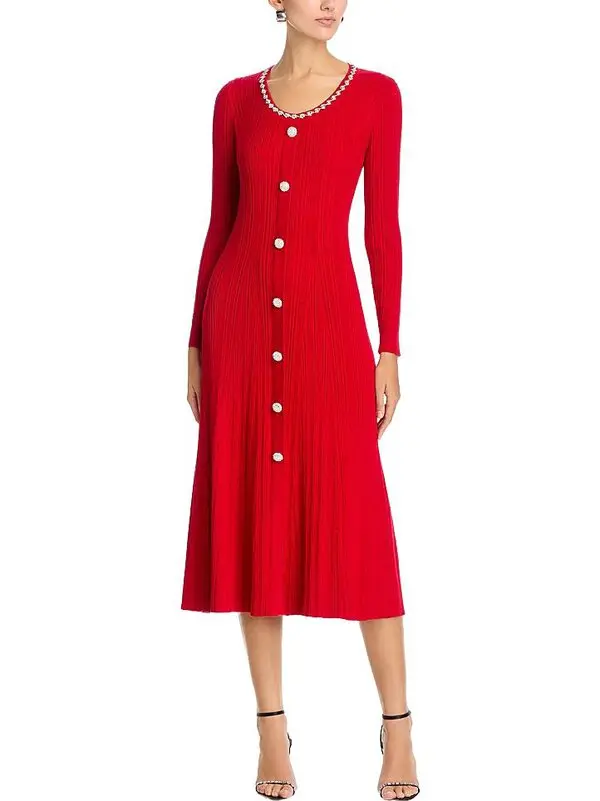 Elie Tahari The Emmie Knit Dress - Berry Red