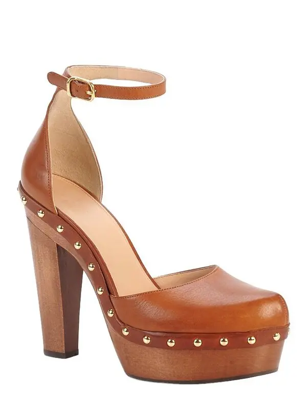 Chloé Lola Studded Leather Pumps - Ginger Brown