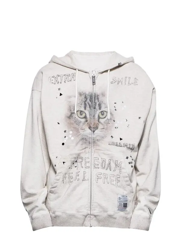 Mihara Yasuhiro Embellished Distressed Parka - White