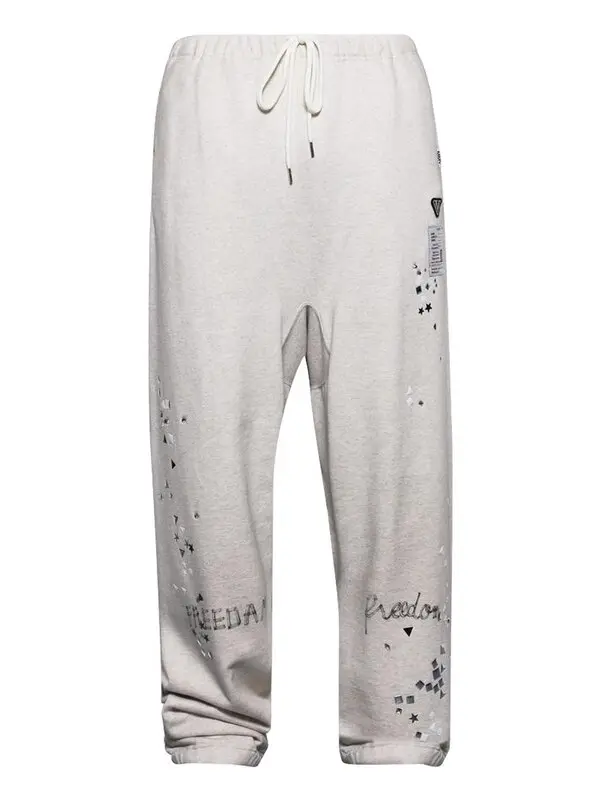 Mihara Yasuhiro Embellished Distressed Pants - White