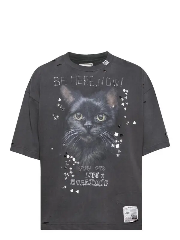 Mihara Yasuhiro Embellished Distressed Tee - Black