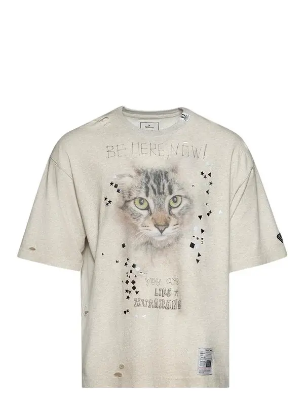 Mihara Yasuhiro Embellished Distressed Tee - Grey