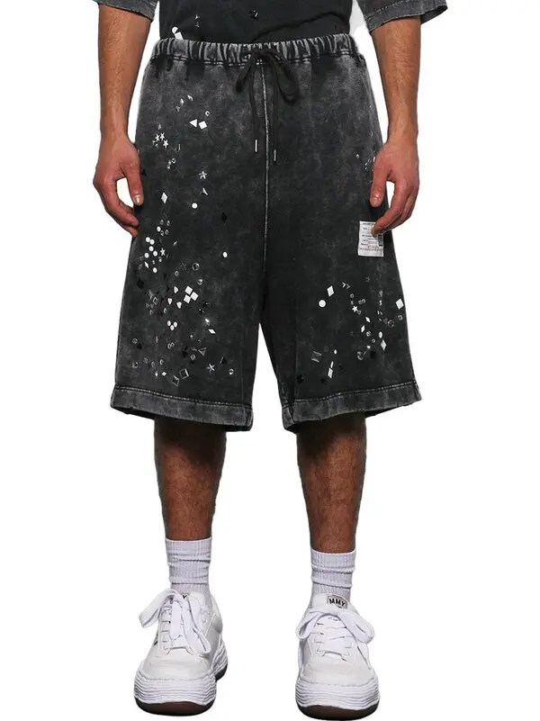 Mihara Yasuhiro Embellished Bleached Shorts - Black