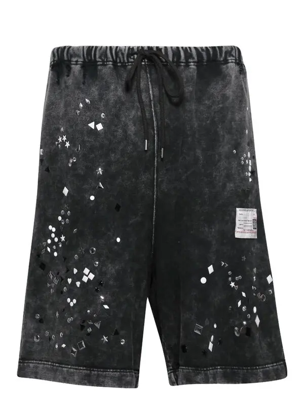 Mihara Yasuhiro Embellished Bleached Shorts - Black
