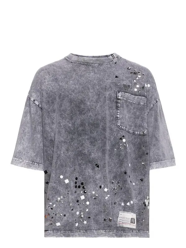 Mihara Yasuhiro Embellished Bleached Tee - Grey