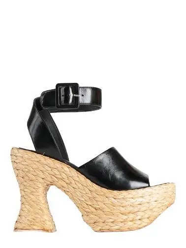 PALOMA BARCELO Platform Sandals With Raffia Heel - Black