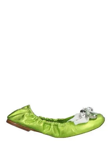Casadei Lime Leather Ballet Flats - Green