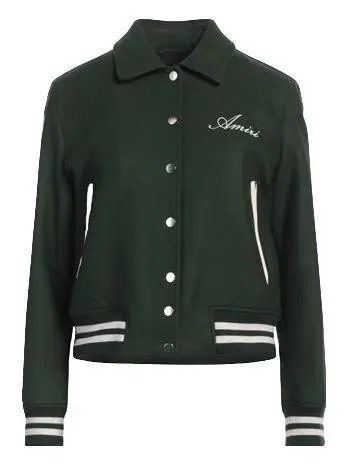 Amiri Varsity Jacket In Wool And Leather - Green