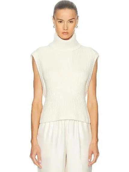 Simkhai Sleeveless Turtleneck Knit Top - Ivory