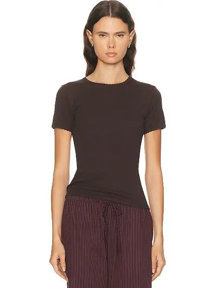 LESET Pointelle Slim Fit Tee - Choco