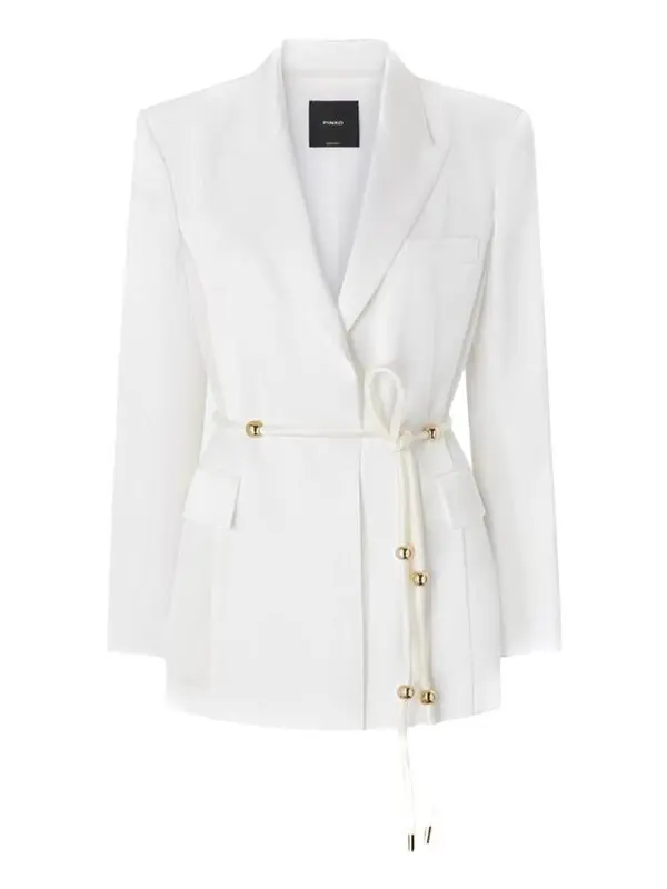 Pinko Belted Blazer - White