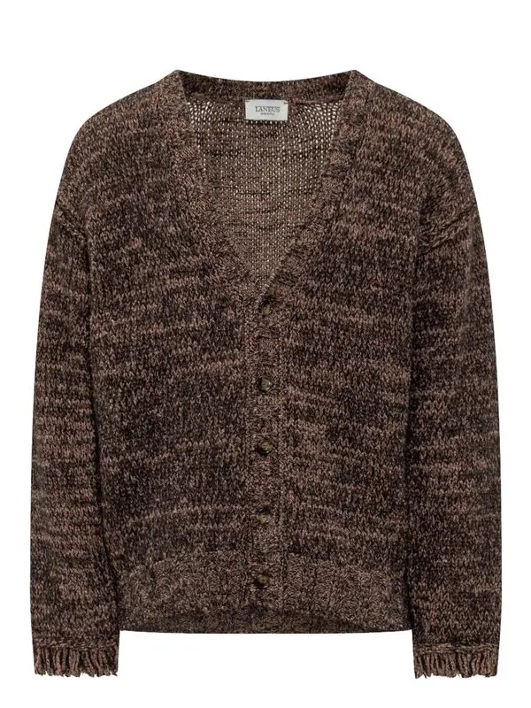 LANEUS Melange Knitted Cardigan - Brown