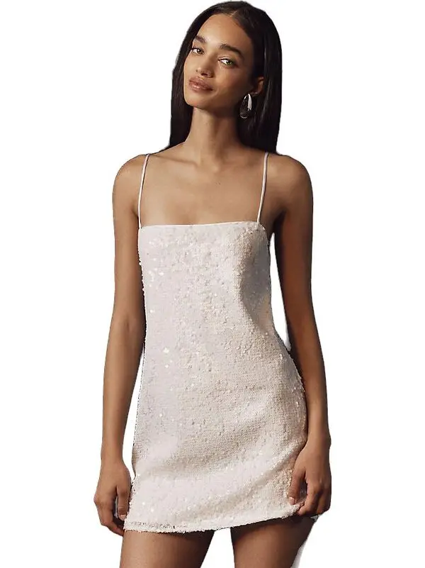 Shona Joy Weddings X Illusion Sequin Mini Dress - Ivory