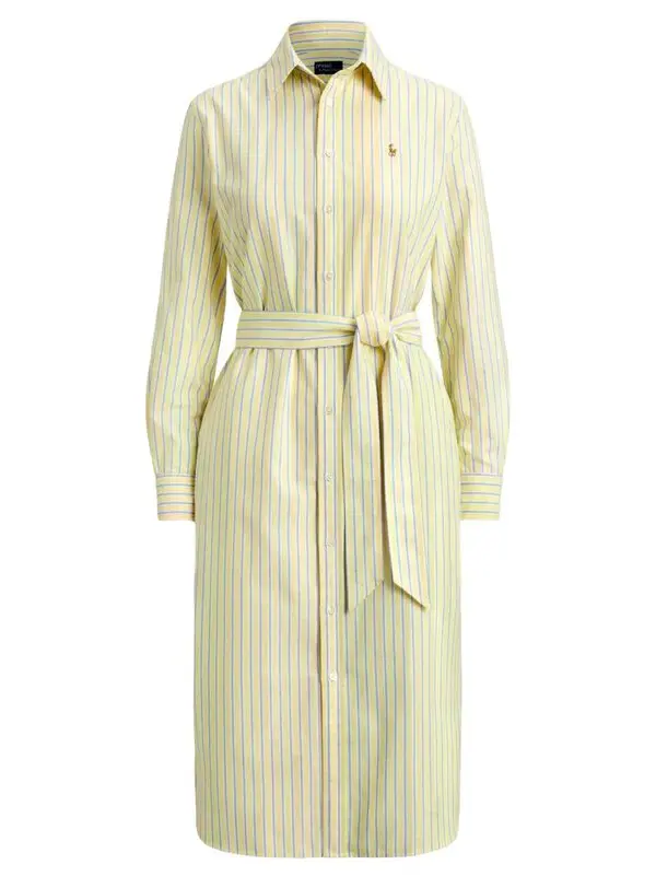 Polo Ralph Lauren Striped Belted Shirt Dress - Yellow