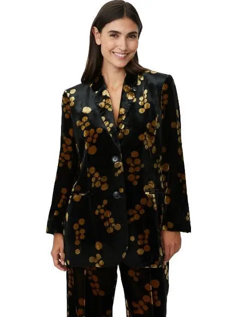 MASAI COPENHAGEN Majaxi Velour Floral Print Blazer - Rubber