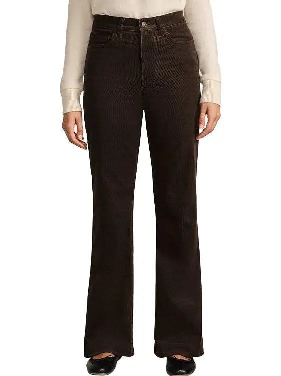 LANDS' END Corduroy High Rise Flare Pants - Rich Coffee
