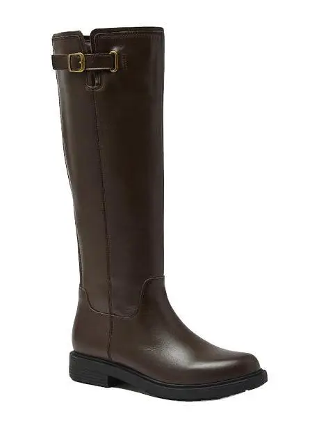 LANDS' END Leather Knee High Riding Boots - Rich Coffee Leather