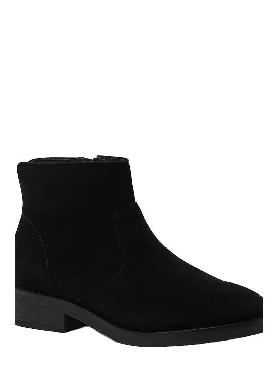 LANDS' END Suede Zip Ankle Booties - Black