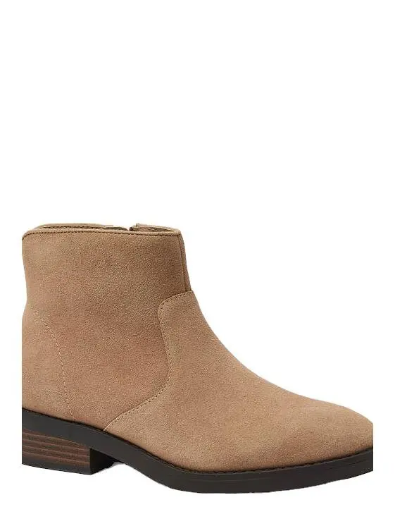 LANDS' END Suede Zip Ankle Booties - Taupe