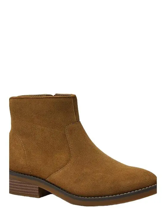 LANDS' END Suede Zip Ankle Booties - Tuscan Brown