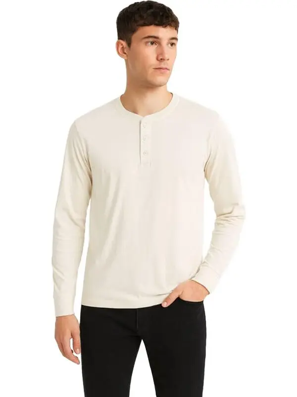BENBEN Long Sleeve Henley Shirt - Stone