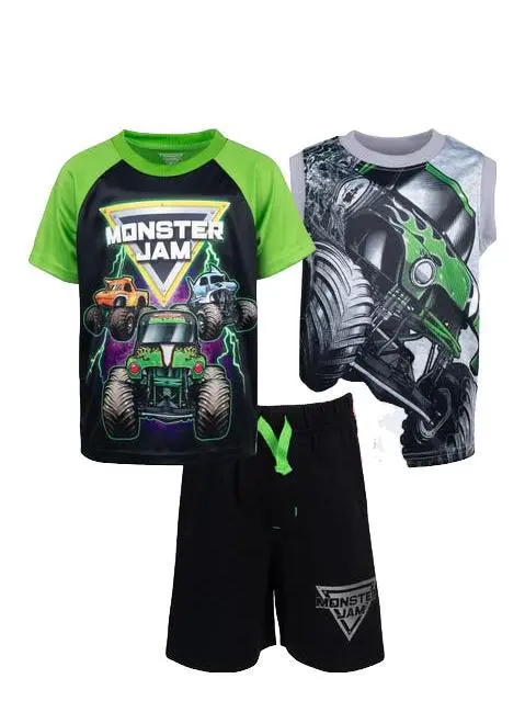 MONSTER JAM 3-piece Set - Black Green Monster Jam Trucks