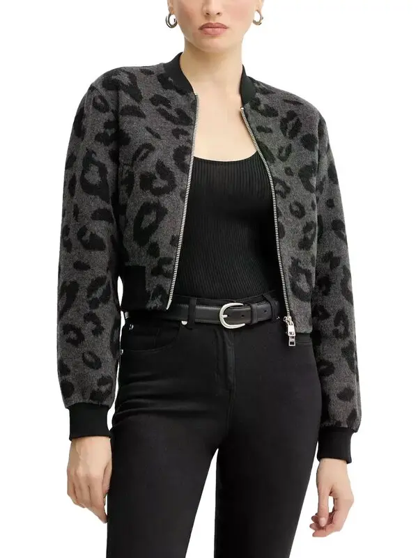 SILVIAN HEACH Leopard Print Zip Jacket - Grey