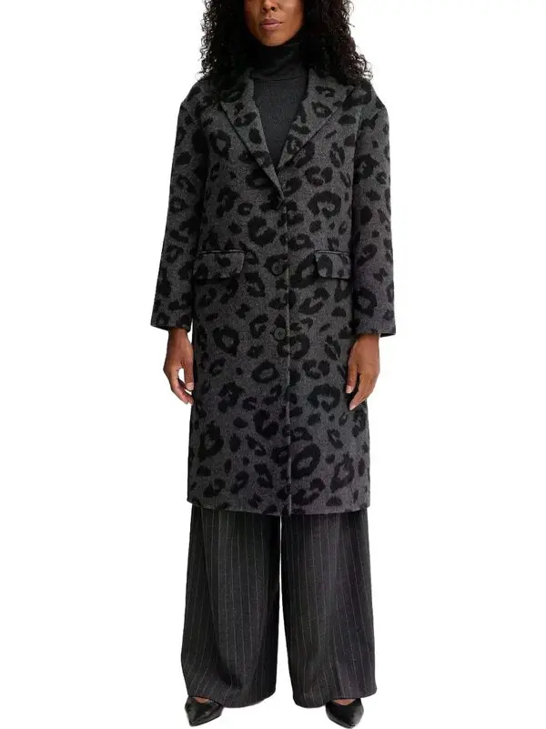 SILVIAN HEACH Leopard-print Coat With Pockets - Grey