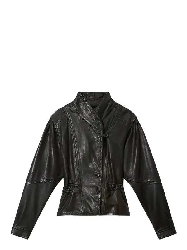 Isabel Marant Tressy Buttoned Leather Jacket - Black