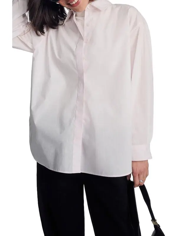 MAVI Oversize Cotton Button-up Shirt - Shrinking Violet