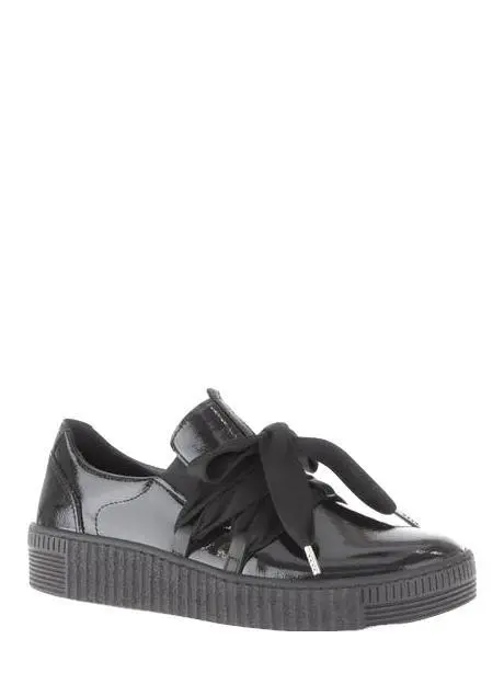 Gabor Leather Platform Sneakers - Black Patent