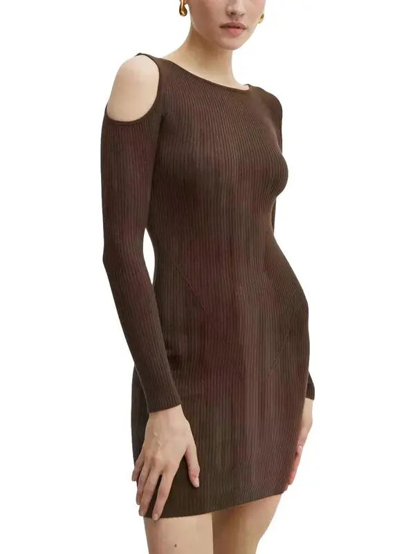 Guess Cut-out Ribbed Mini Dress - Brown