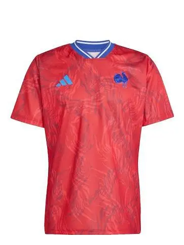 Adidas France Rugby Shirt Prematch Jersey - Collegiate Red