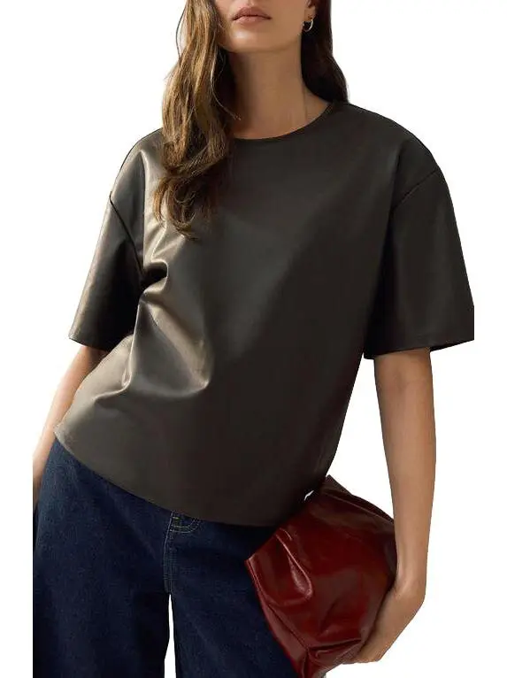 NEXT Coated Boxy T-shirt - Brown