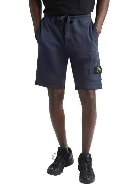 Stone Island Cotton Fleece Cargo Bermuda Shorts - V0020 Navy Blue