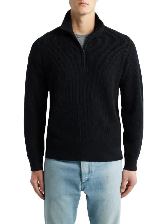 Rag & Bone Joel Merino Wool-blend Half-zip Pullover - Black