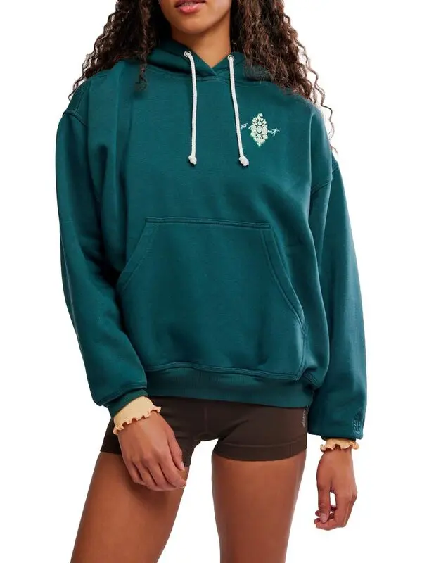 Free People Final Call Graphic Hoodie - Evergreen Combo
