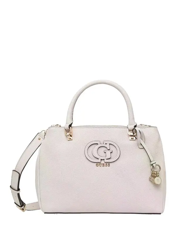 Guess Logo-patch Crossbody Bag With Charm Detail - White