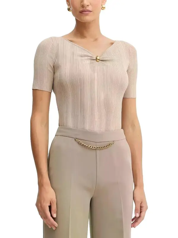 MARCIANO Ribbed Knit Top - Neutrals