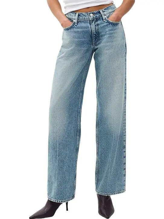 Rag & Bone Saige Low Rise Relaxed Straight Jeans - Rosland