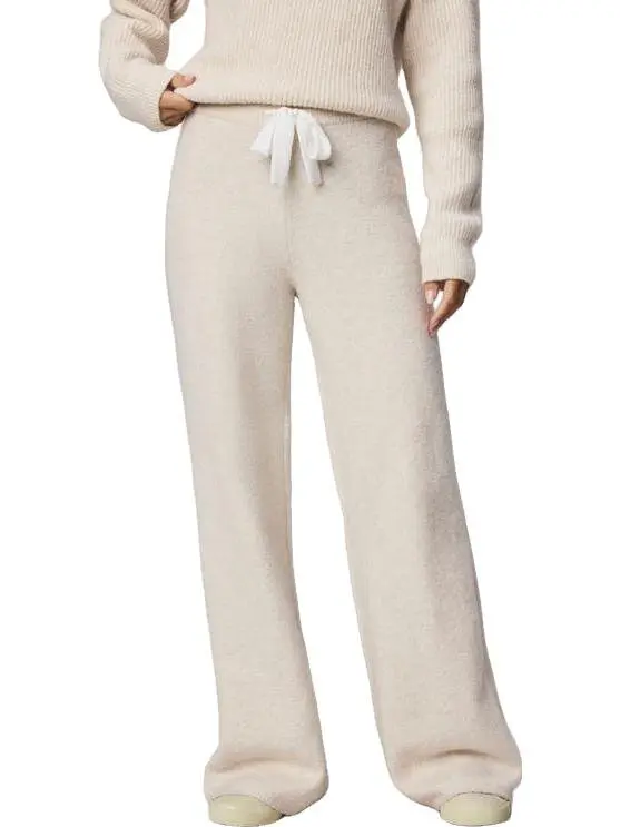 Splendid Ribbed Side Sweater Pants - Pale Oak Heather White
