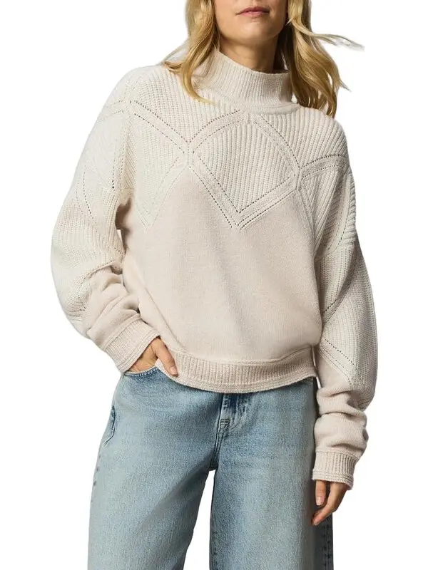 Splendid Grethen Turtleneck Sweater - Pale Oak White/brown