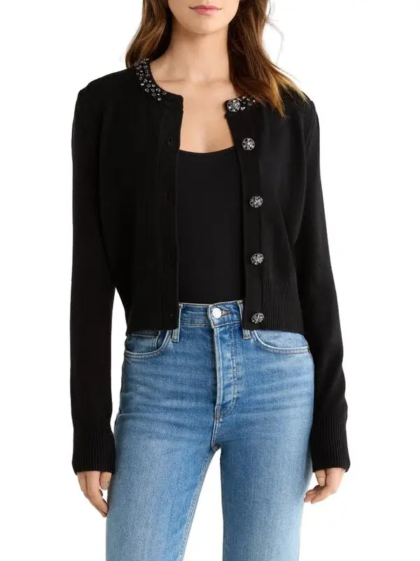Splendid Montana Crystal Embellished Cardigan - Black
