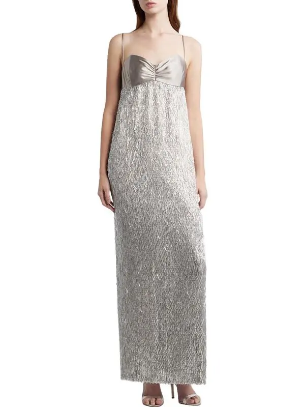 Black Halo Berri Sequin Gown - Champagne Shimmer